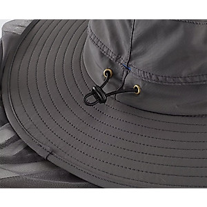 Connectyle Men's Mosquito Net Hat for Fishing Gardening UV Protection Safari Sun Hat Mesh Veil Bucket Hats UPF 50+ Dark Grey