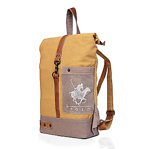 CLA Bags, 20 Inch Upcycle Canvas & Cowhide Leather rucksack for women, canvas backpack for women