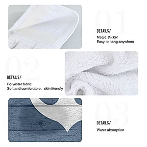 Nautical Anchor Hanging Kitchen Towels 2 Pcs Navy Blue Hand Bath Towels Tie Towels Tea Bar Towels for Bathroom Tabletop Home Decor