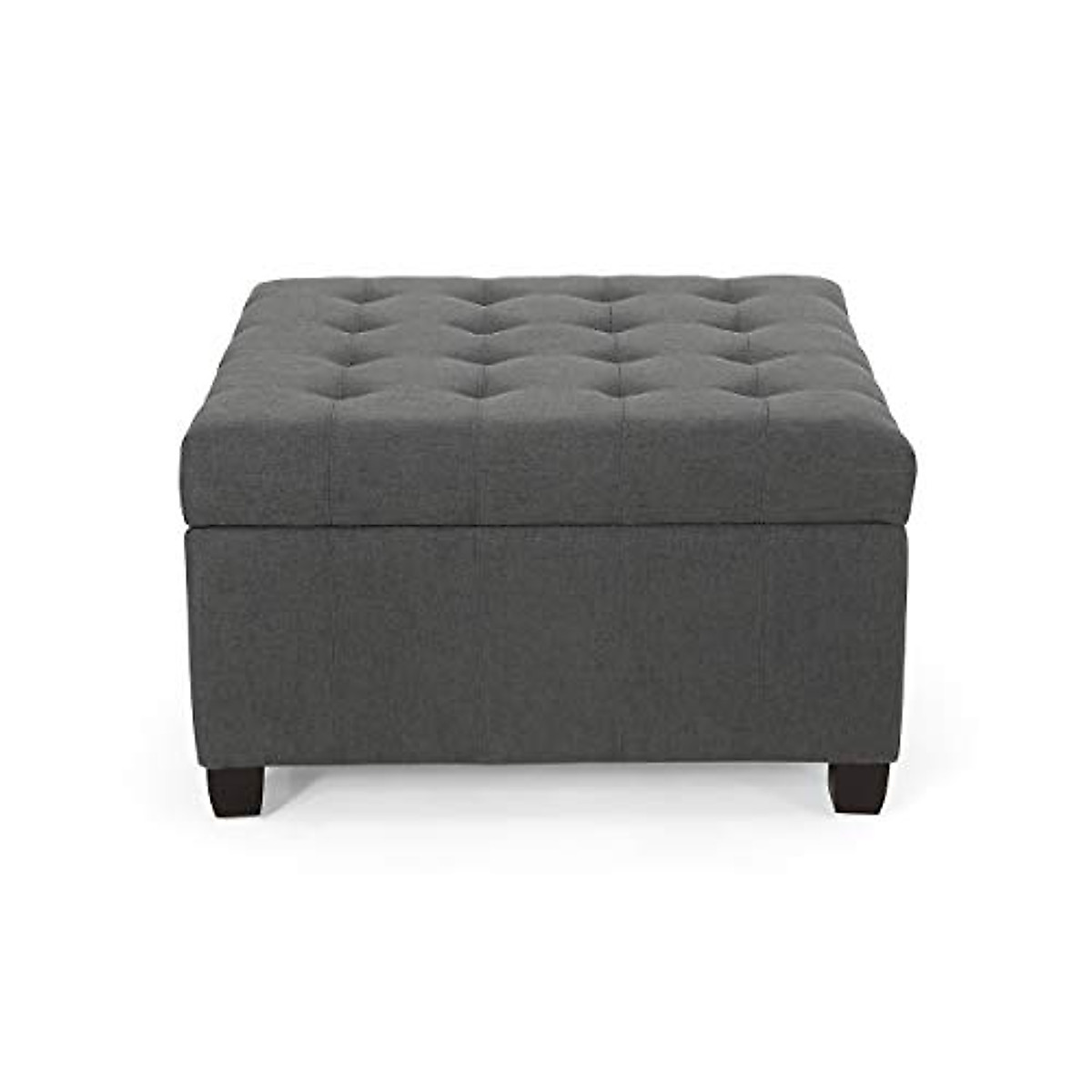 Christopher Knight Home Hedda Tufted Fabric Storage Ottoman, Dark Gray, Dark Brown