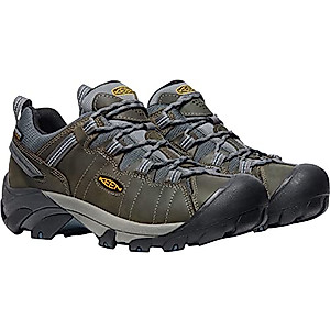 KEEN Men's Targhee 2 Low Height Waterproof Hiking Shoes, Gargoyle/Midnight Navy, 10.5 US