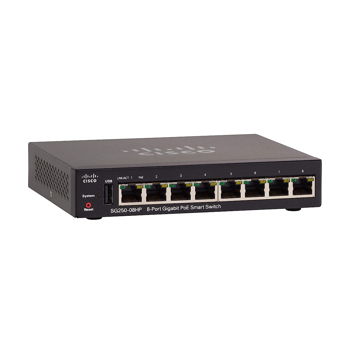 Cisco SG250-08HP Smart Switch | 8 Gigabit Ethernet (GbE) Ports | 45W PoE | Limited Lifetime Protection (SG250-08HP-K9-NA)