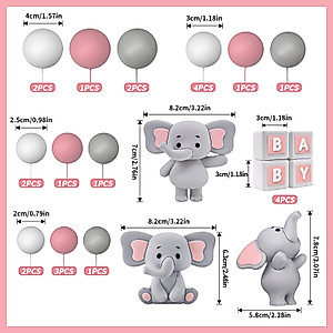 28 Pcs Elephant Cake Toppers Balls Cake Decorations DIY Cake Topper for Boy Girl Baby Shower Birthday Party Decorations (Pink)