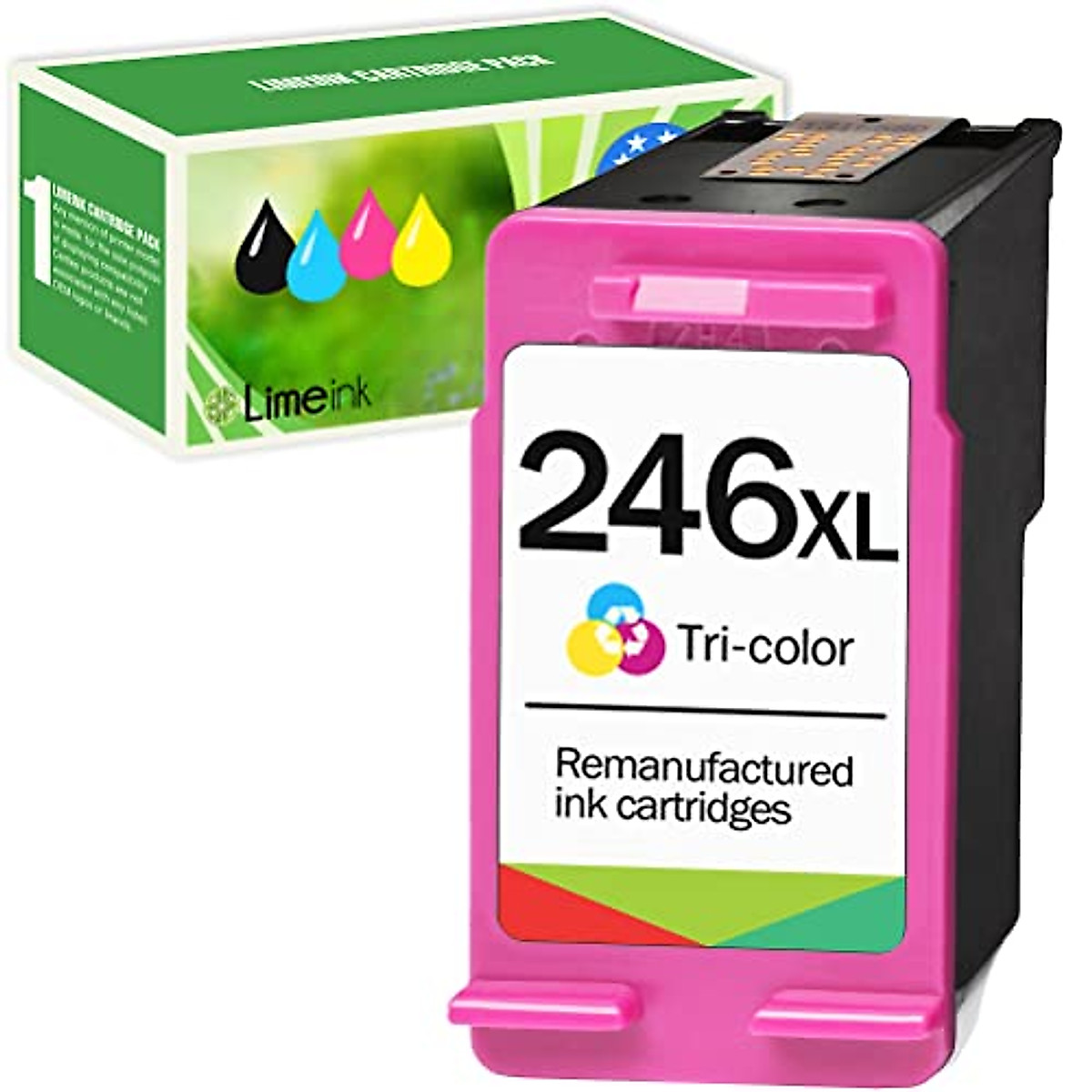 Limeink 1 Remanufactured CL-246XL 246 XL High Yield Ink Cartridges for Pixma iP2820 MG2420 MG2520 MG2920 MG2924 MG2922 MX492 Shows Accurate Ink Level