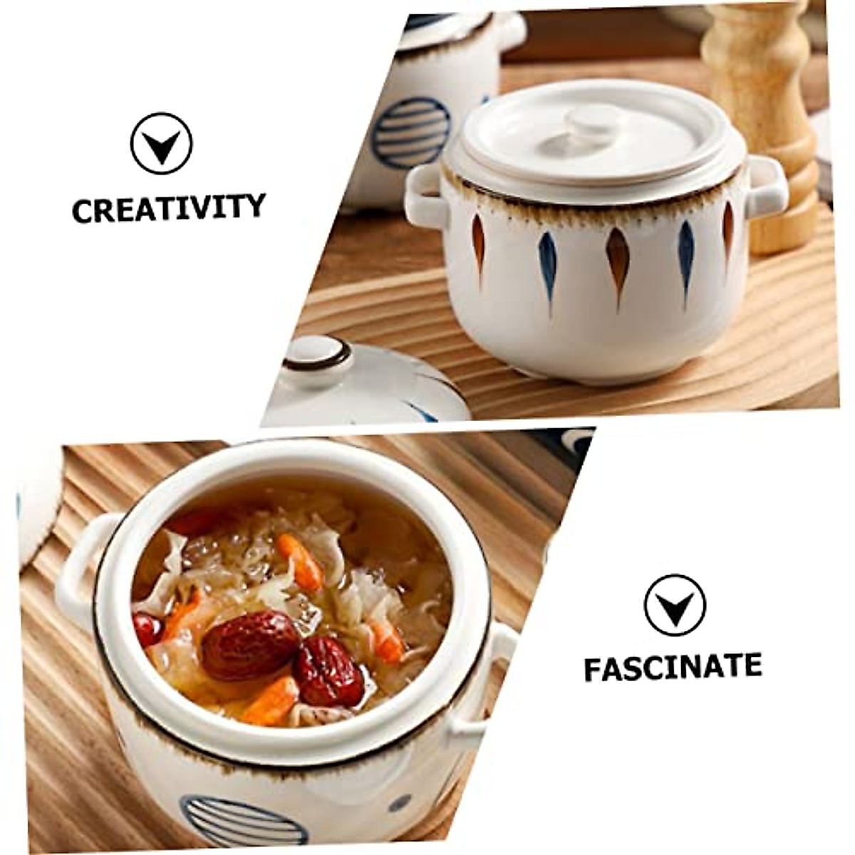 HOMSFOU Ceramic Bird's Nest Stew Pot Glass Onion Glass Trifle Bowl Braiser Pan with Lid Braising Pan with Lid Ceramic Soup Bowls Fruit Salad Bowl Ceramics Daily Use Steam Bowl Enamel Dish