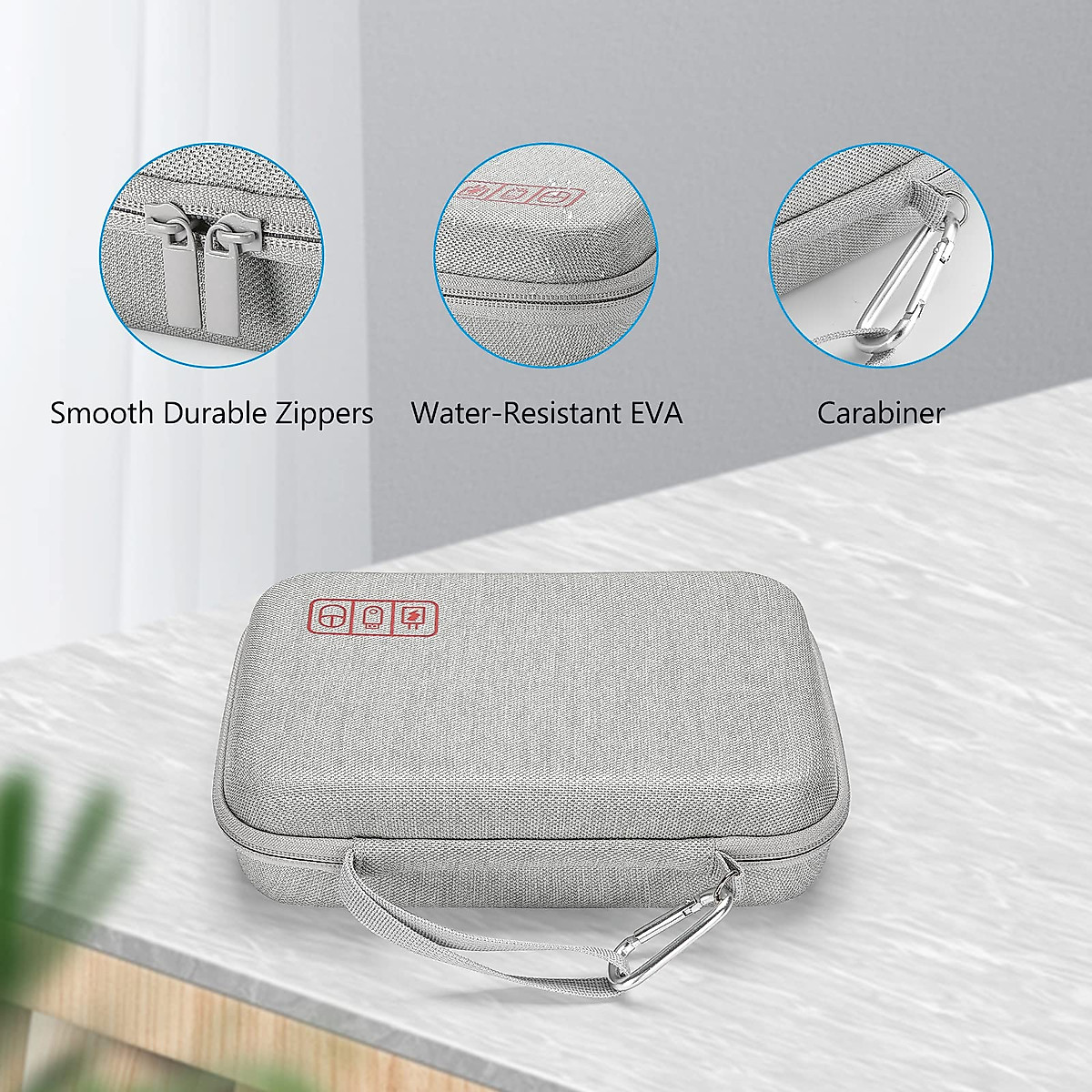 ProCase Hard Travel Electronic Organizer Case for MacBook Power Adapter Chargers Cables Power Bank Apple Magic Mouse Apple Pencil USB Flash Disk SD Card Small Portable Accessories Bag -L, Grey