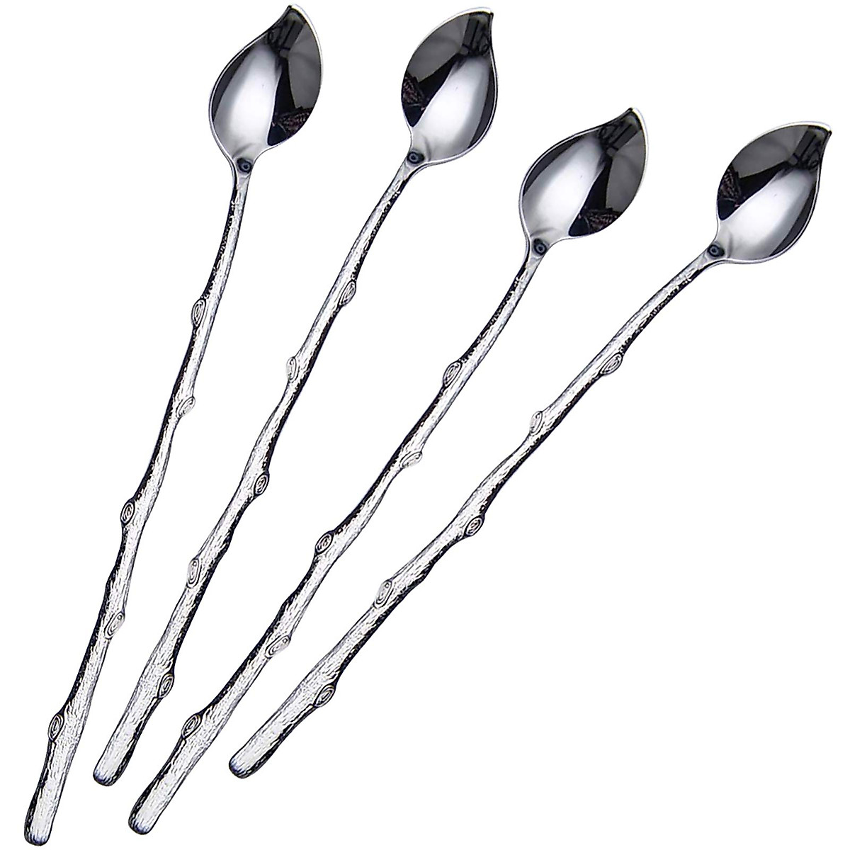 HISSF Long Handle Spoons, Iced Tea Spoons, 18/10 Stainless Steel Stirring Spoons, 4pcs Leaf Spoons, 8.66-inches