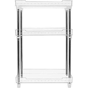 Sorbus 3-Tier Organizer Shelf Stand, Clear Storage Tray Caddy for Cosmetics, Bathroom/Kitchen Supplies,Toiletries, Counter, Vanity, Desk, Under Sink Organization