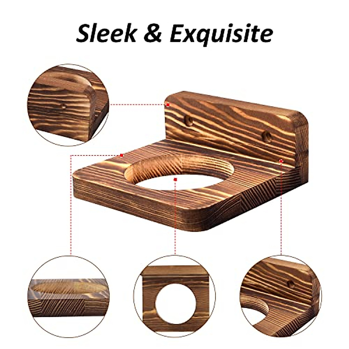 Honizer Hair Dryer Holder Wall Mounted, Wood Hair Dryer Holder, Blow Dryer Holder for Bathroom, Bedroom, Salon