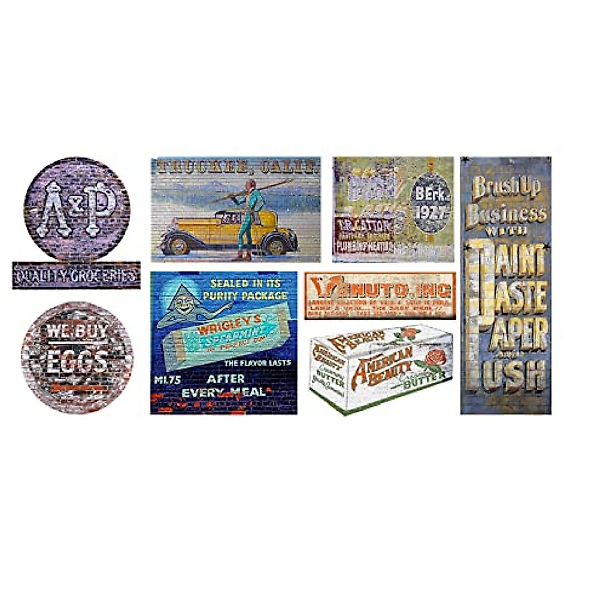 N Scale 1:160 Ghost Sign Waterslide Decals Set #11 - an Easy Way to add Realism to Your Structures!