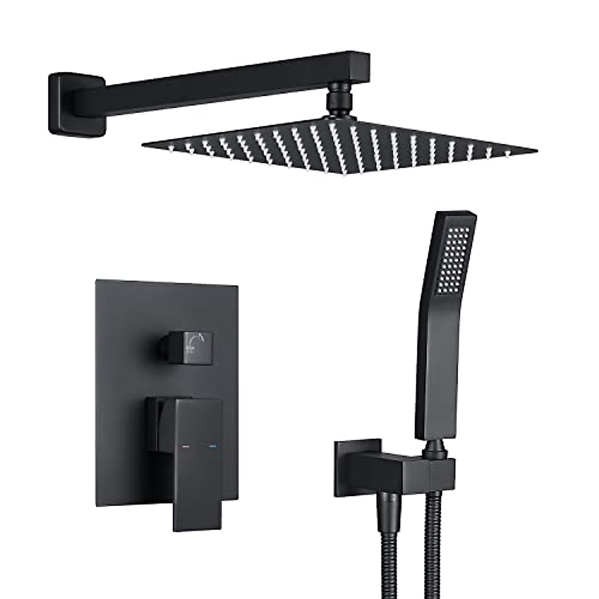 Artiqua Shower System 10 Inches Rain Shower Combo Set Black Wall Mount Faucet Bathroom Faucets with Rainfall Shower Head and Hand Shower