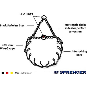 Herm Sprenger Black Stainless Steel Prong Dog Training Collar Ultra-Plus Pet Pinch Collar No-Pull Collar for Dogs Anti Pull Training Collar Made in Germany 3.2mm x 23in Medium