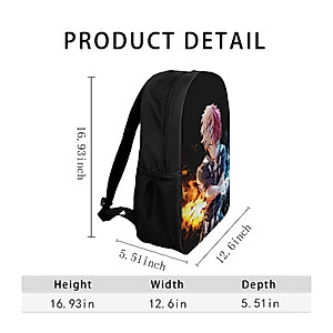 2 PCS Anime Backpack and Black Lunch Bag, Casual Laptop Bag with Adjustable Shoulder Strap Comfortable Shoulders Bookbag