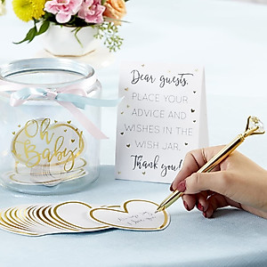 Kate Aspen Iridescent Baby Shower Decorations, Wishes For The Baby Jar with 50 Heart Shaped Advice Cards Guest Book, Iridescent Decor, Oh Baby