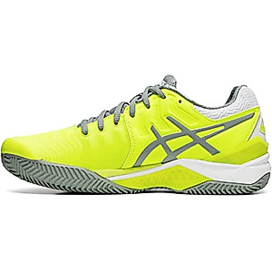 ASICS Women's Gel-Resolution 7 Clay Court Shoes, 7.5, Safety Yellow/Stone Grey