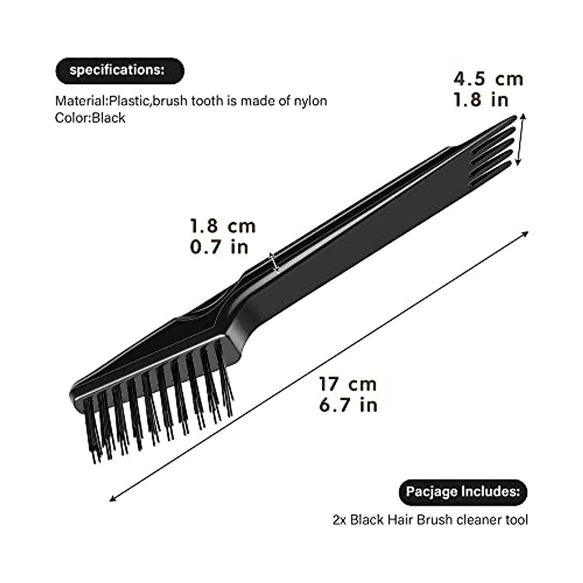 2pcs Hair Brush Cleaner Rakes, Cleaning Tool Set for Removing Hair Dust, Lint, Debris from Hairbrush, Comb, Hot-Air Brush
