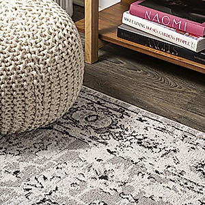 JONATHAN Y BMF110A-28 Denia Ornate Geometric Medallion Indoor Area-Rug Bohemian Floral Easy-Cleaning High Traffic Bedroom Kitchen Living Room Non Shedding, 2 X 8, Dark Gray