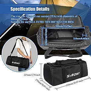 SVBONY SV212 Multipurpose Telescope Bag, Shock-Absorbing Telescope Case with Adjustable Shoulder Strap and Hand-Carry Strap for Optical Tubes Accessories