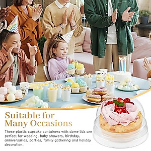 TOFLEN 3 Inches Charcuterie Domes, 50Pcs Clear Plastic Dessert Containers with Lids, Individual Mini Bundt Cake Containers for Cocoa Bomb, Cupcake, Cheesecake (Clear Base)