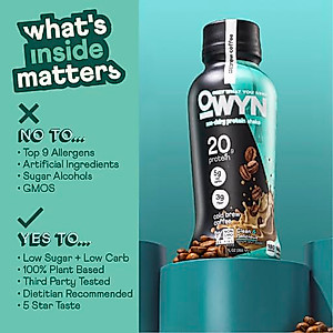 OWYN Only What You Need Vegan Plant-Based Protein Shake, Cold Brew Coffee, 12 Pack, with 20g Plant Protein, Omega-3, Prebiotic supplements, Superfoods Greens Blend, Gluten-Free, Soy-Free, Non-GMO