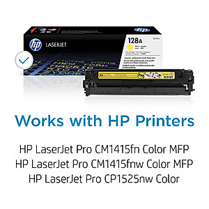 Original HP 128A Yellow Toner Cartridge | Works with HP LaserJet Pro CM1415 Color, CP1525 Color Series | CE322A