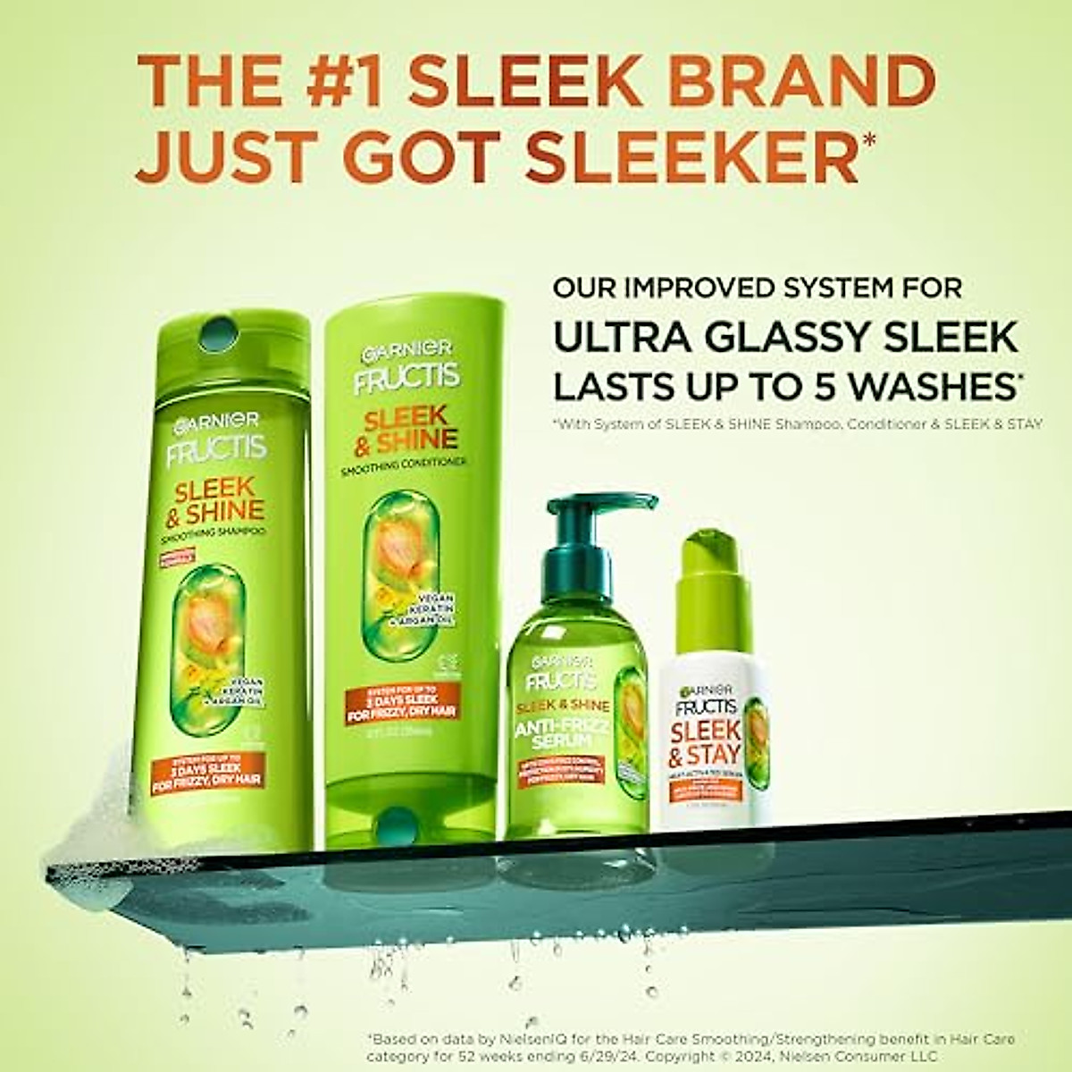 Garnier Fructis Sleek & Shine Conditioner, Frizzy, Dry, Unmanageable Hair, 21 fl. oz.(Packaging May Vary)