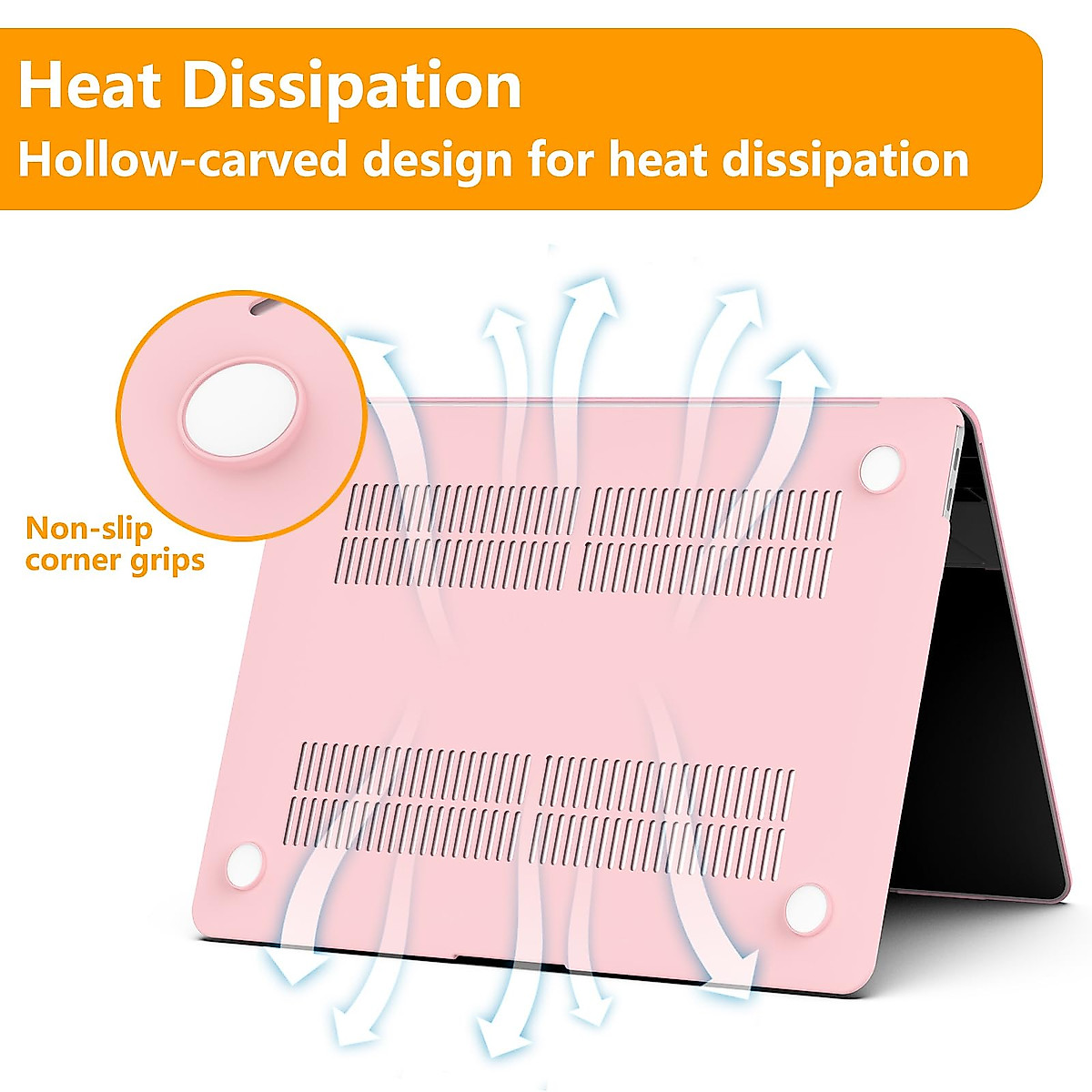 Hianjoo Case Compatible with MacBook Air 13 inch 2022 2021 2020 A2337 M1 A2179 A1932 Touch ID, Hard Shell Case + 2 Keyboard Covers + 2 DIY Stickers, Pink