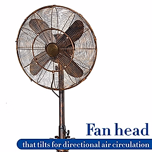 DecoBREEZE Oscillating Outdoor Fan with Misting Kit, 3-Cooling Speed Misting Fan with High RPM, Adjustable and Portable Misting Fan, Rustique, Antique Water Fan, 18 inches