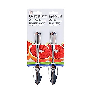 Better Houseware Grapefruit Spoons ,Set of 2 Grapefruit Spoons serrated stainless steel ,grapefruit spoon Baby fruit spoon scraper, Spoons with Serrated Edges for Orange & Kiwi, Ginger Peeler