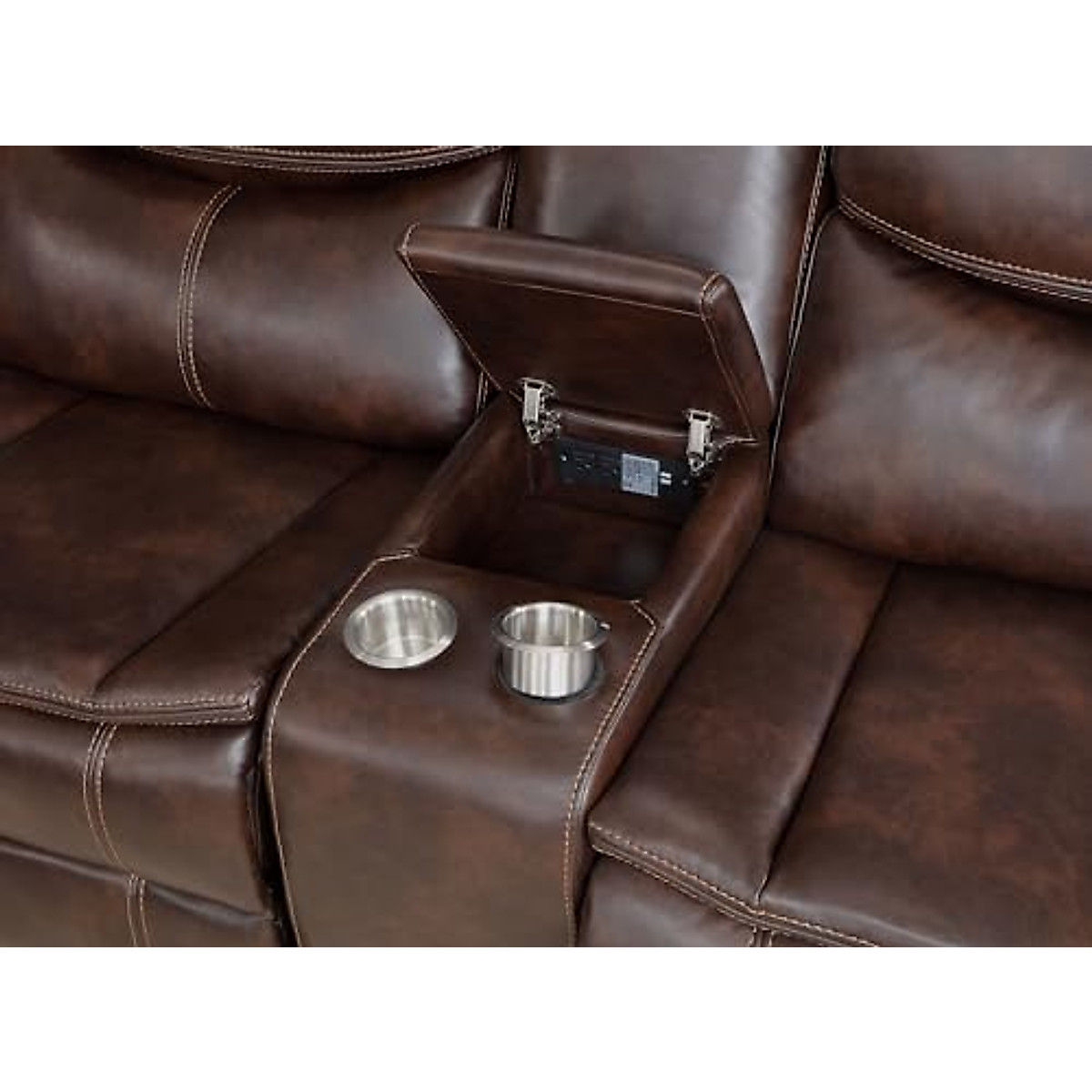 Coaster Home Furnishings Sycamore Upholstered Power Reclining Sectional Sofa Dark Brown