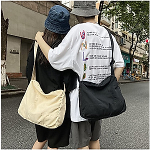 TUPIRIYN Women's Canvas Crossbody Bag Casual Shoulder Bag Solid Color Hobo Bag Large Shopping Bag Messenger Bag Unisex (Green)