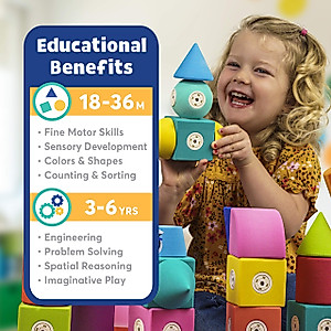 Blockaroo Magnetic Foam Blocks – STEM Preschool Toys for Children, Toddlers, Boys and Girls, The Ultimate Bath Toy – Critter Set, Bath Building Blocks, Engineering Toys for Kids 3-6