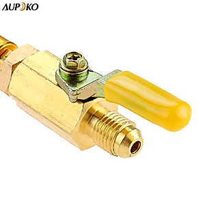 R134A R410A R22 R12 Charging Hoses and Ball Valve Set, 3 Pcs Color Coded Hoses/w Ball Valve 1/4" SAE Thread (7" Long) for AC HVAC Maintenance Kit and Air Condition Refrigeration Charging Tools