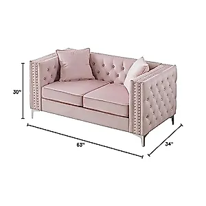 Glory Furniture Paige Velvet Loveseat in Pink