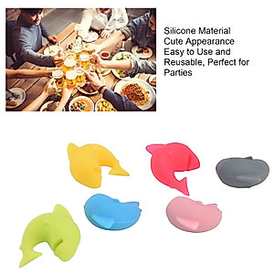 24Pcs Silicone Drink Markers, Funny Silicone Dolphin Wine Cup Labels Reusable Wine Glass Charms Markers for Champagne Flutes Cocktails Martinis Wine Glass