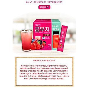 Garden Kombucha Tea, Powder 5g x 20 Sachets (100g/3.52oz) Probiotics, Prebiotics, Sugar Free, Diet Tea, Healthy Drink with Bottle (FREE BOTTLE SHAKER) (SevenBerry)