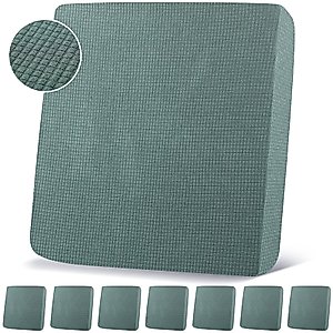 Newwiee 8 Patio Stretch Sofa Cushion Covers Outdoor Cushion Covers Replacement Couch Slipcovers Sofa Seat Cover Soft Chair Cover Furniture Protector for Pet (Dark Green)