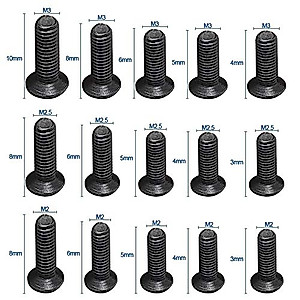 450Pcs Countersunk Flat Head Mini Screw Set M2 M2.5 M3 Carbon Steel for Computer Notebook for Laptop Screws Kit - (Black) SCRW-105839