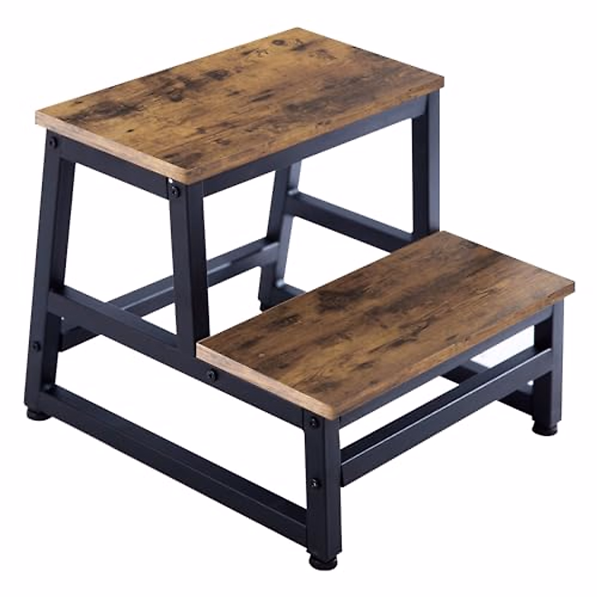 VonDream 2 Tier Step Stools for Adults with Non-Slip Stickers, Heavy Duty Bed Steps for High Beds,Kitchen Step Stool,Wide Wooden Step Stools for Kids, Step Stool for RV