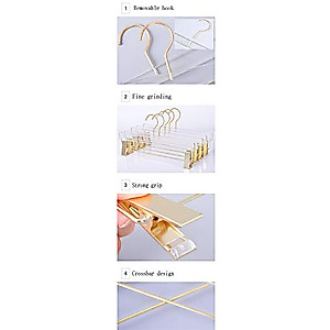 Acrylic Pants Hangers for Clothes with Gold Hook Suit Hangers Non Slip Velvet with Clips Heavy Duty Gold Hanger 5 Pack and 10 Pack