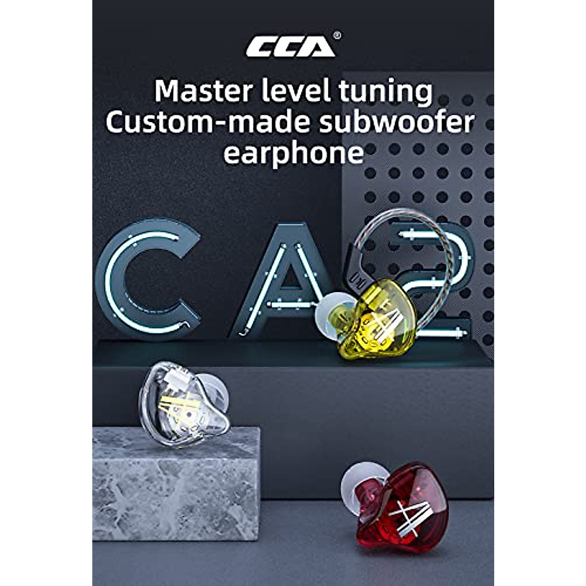 CCA-CA2 Custom-made Subwoofer in-Ear Earphones, HiFI Stereo Lightweight Noise Isolating Sport IEM Wired Headphones/Earbuds/Headsets with Detachable Cable (without Mic, Pomegranate red)