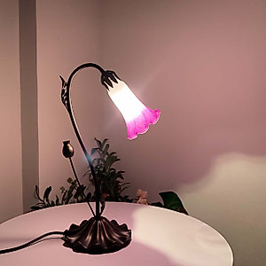 Bieye LS03 Lily Flower Blown Glass Lampshade (White Purple, Opening I.D. 1.26" x O.D. 1.5")