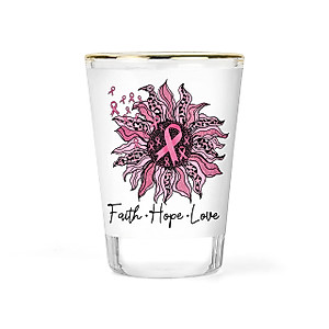 Breast Cancer Gift - Cancer Shot Glass - Cancer Awareness Gift- Breast Cancer Gift - Breast Cancer Month Gift - Pink Ribbon Gift