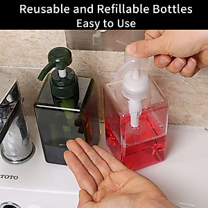 450ml (15.2oz) Pump Bottle Dispenser Jansburg 2Pack Refillable Square Plastic Lotion Dispenser Empty Lotion Pump Bottle for Essential Oil Soap Lotion Shampoo, Bathroom/Kitchen/Travel Clear