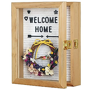 MOHNIC Shadow Box Frame with Changeable Letter Board – 8x10 inch Shadow Box Display Case with Felt Letter Board – Picture Frame, Memory Box for Photos, Artworks, Medals, and More (Natural Wood)