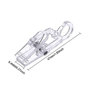 BBTO 48 Awning Clips, Curtain Clip String Party Wire Light Holder Hanger for Outdoor Camping RV Awning Home Decoration, Photos, Art Craft Display (Clear)