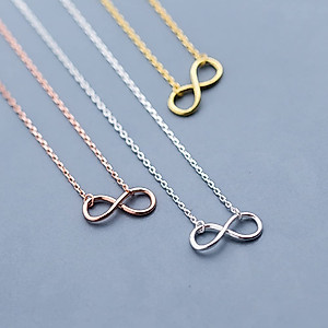 Gold Infinity Love Pendant Necklace for Women Girls 925 Sterling Silver 14K Gold Plated Simple Cute Choker Chain Dainty Wedding Birthday Christmas Jewelry Gift
