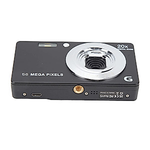 Camera, 2.7 Inch Digital Camera 56MP 4K 20X Continuous Shooting High Definition Flash for Kids Travel (Black)