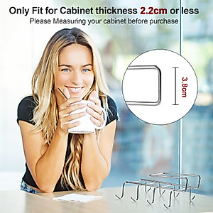 Fashionclubs Stainless Steel 8 Hook Under Shelf Mugs Cups Wine Glasses Storage Hanging Drying Holder Rack