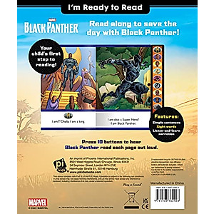 Marvel Black Panther - I'm Ready to Read with Black Panther Interactive Read-Along Sound Book - Great for Early Readers - PI Kids